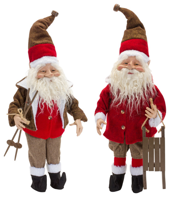 Santa Figurine, 2-Piece Set - Traditional - Holiday Accents And ...