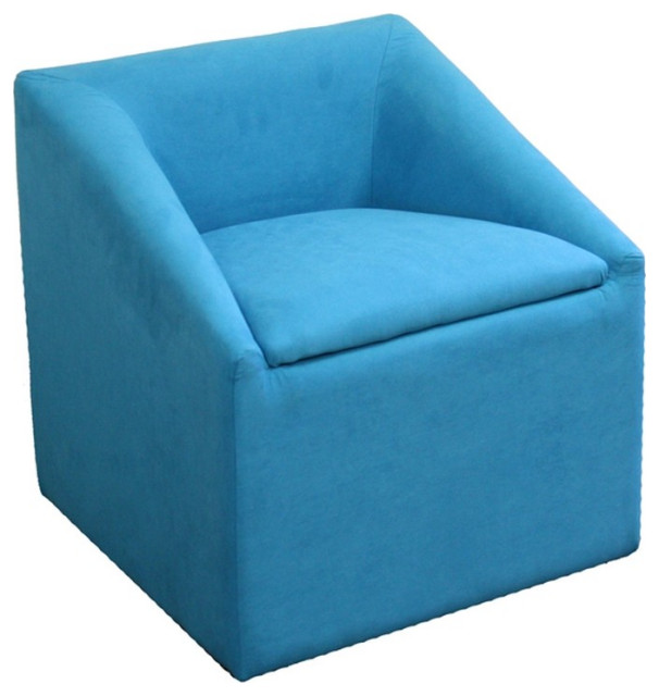 21" Modern Aqua Blue Cubed Accent Storage Chair - Contemporary ...