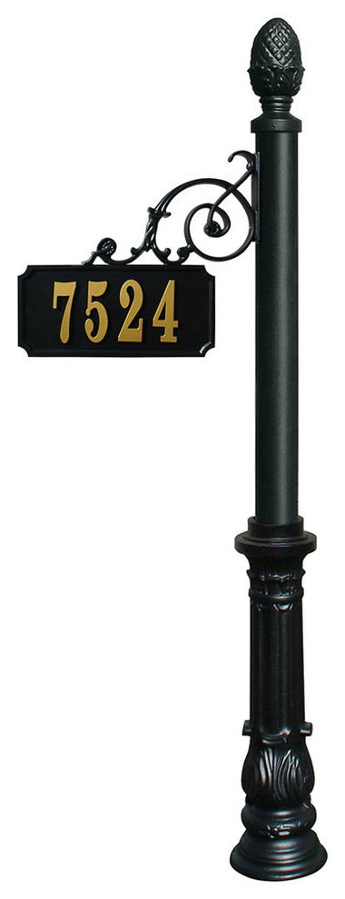 Scroll Mount Address Post With Decorative Ornate Base and Pineapple ...
