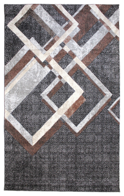 Natural Geo Jasmine Modern Diamond Abstract Black/Brown Area Rug, 4'11 ...