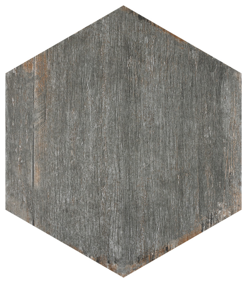 Retro Hex Porcelain Floor and Wall Tile, Cendra, Sample - Farmhouse ...