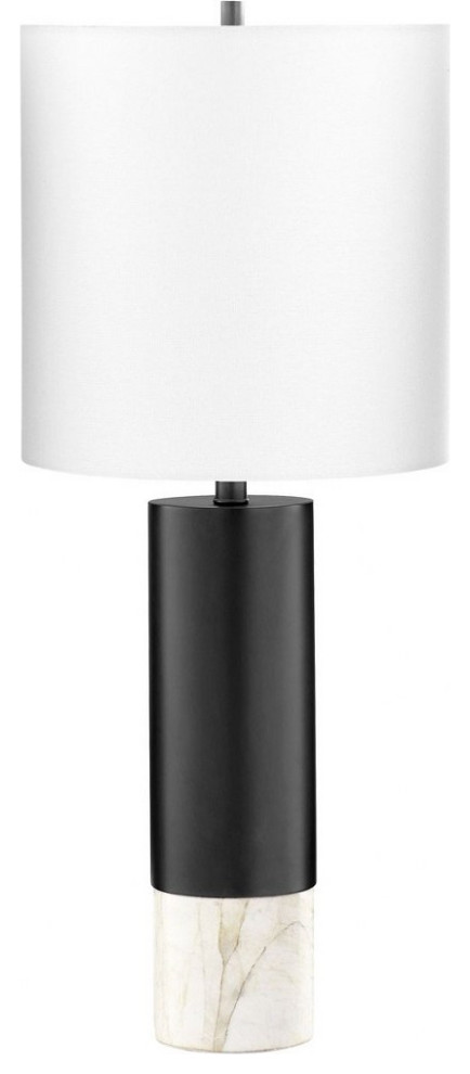 Contemporary 1 Light Tall Table Lamp Metal and White Marble Column Base ...