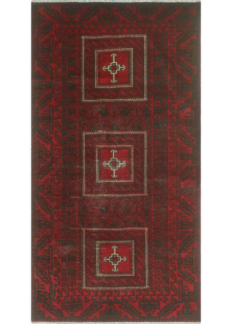 Fine Vintage Distressed Bebegula Red/Charcoal Rug, 3'10x7'0, 3'10x7'0 ...
