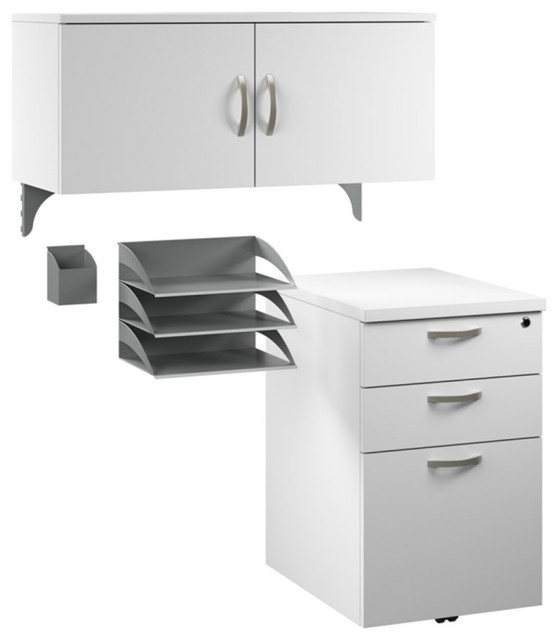 Office in an Hour Cubicle Storage Set in Pure White - Engineered Wood ...