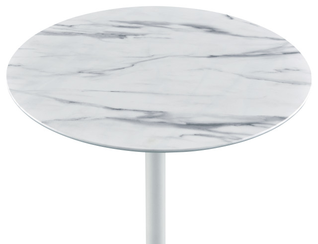 Orbit End Table with Height Adjustable Marble Textured Glass Top ...