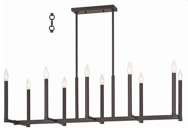 Modern Traditional Ten Light Chandelier-Bronze Finish - Chandelier ...