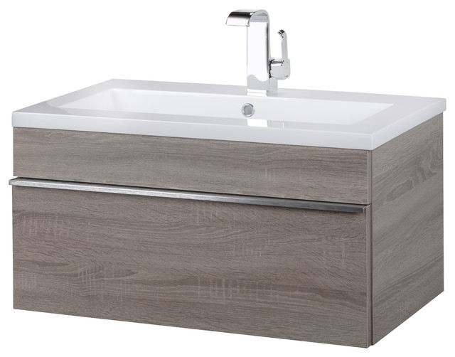Trough Collection 30" Wall Mount Modern Bathroom Vanity, 30 ...