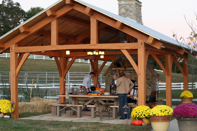 Cypress Timber Frame Pavilion in Tennessee - Rustic - Patio - Nashville ...