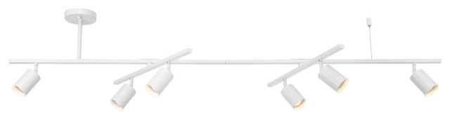 West 64" 6-Light Matte White Track Lighting with Center Swivel Bars ...