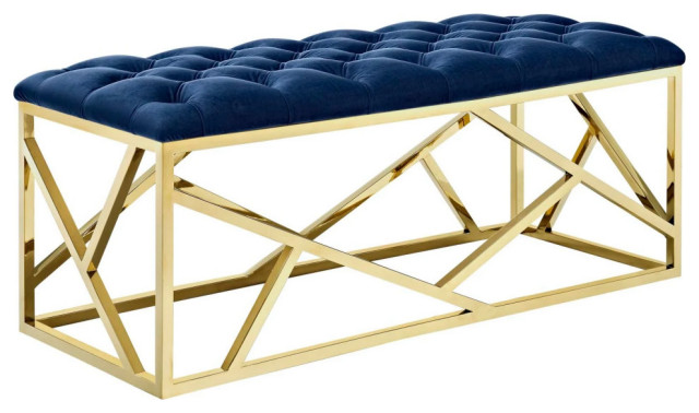Piper Navy Bench - Modern - Upholstered Benches - by Luxury Seating and ...