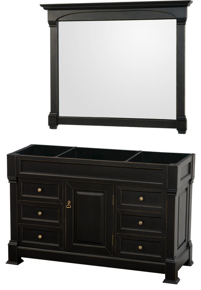 55 Inch Single Bathroom Vanity in Black - Traditional - Bathroom ...