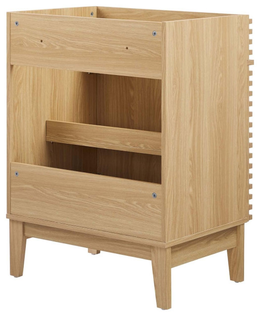 Retro Bathroom Vanity, MDF Construction With Slatted Pattern & 2 Doors ...