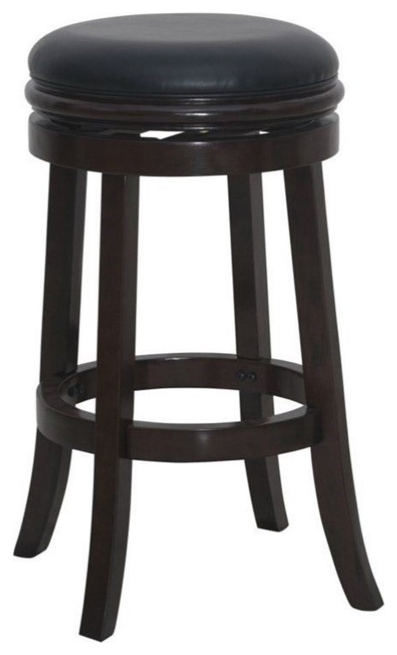 Boraam Wood Faux Leather Swivel Counter Height Stool in Cappuccino ...