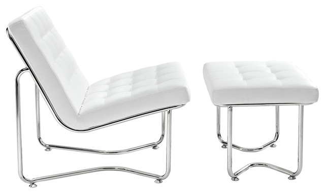 Modway Gibraltar Upholstered Vinyl Lounge Chair, White - Modern ...