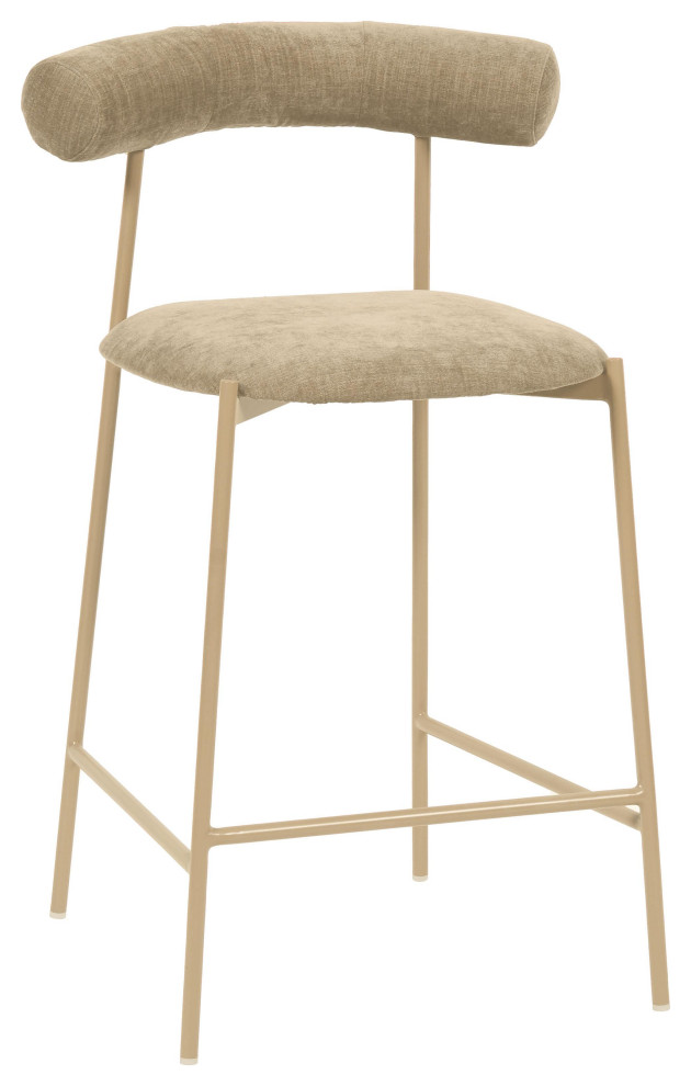 Liliana Taupe Velvet Counter Stool - Taupe - Midcentury - Bar Stools ...