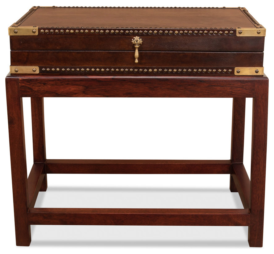 Winchester Box On Stand Leather Accent Cabinet - Transitional - Accent ...
