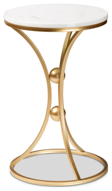 Ludie Contemporary End Table, Gold - Contemporary - Side Tables And End ...