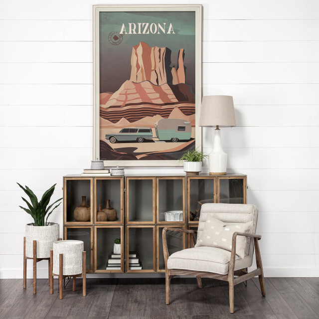 Pandora II Medium Brown Solid Wood & Metal w/Glass Doors Display ...