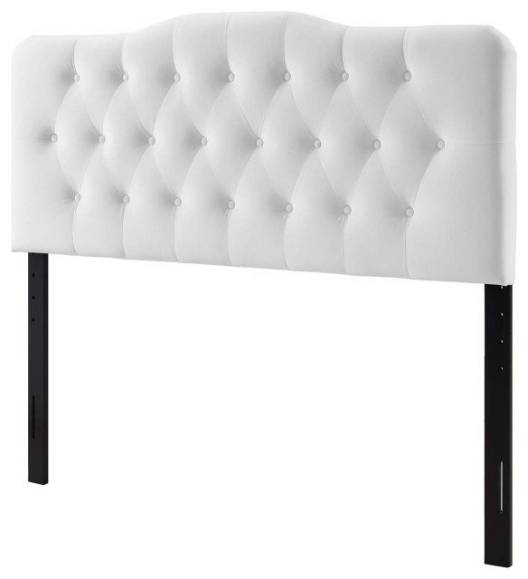 Contemporary Modern Queen Size Tufted Headboard, Velvet Fabric, Grey ...