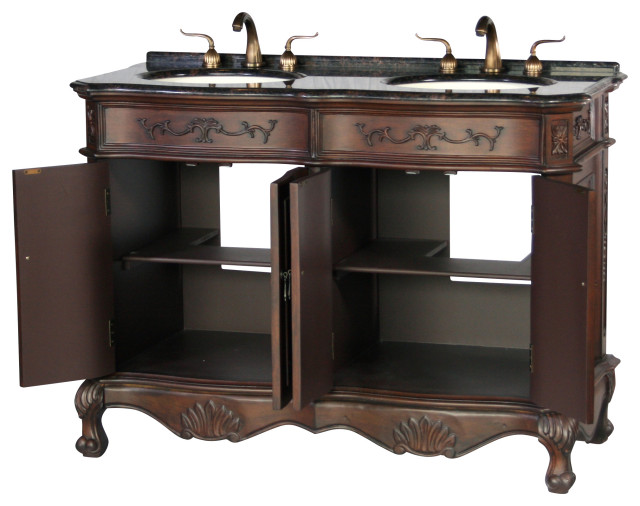 50-Inch Antique Style Double Sink Bathroom Vanity Model 5000-BN ...