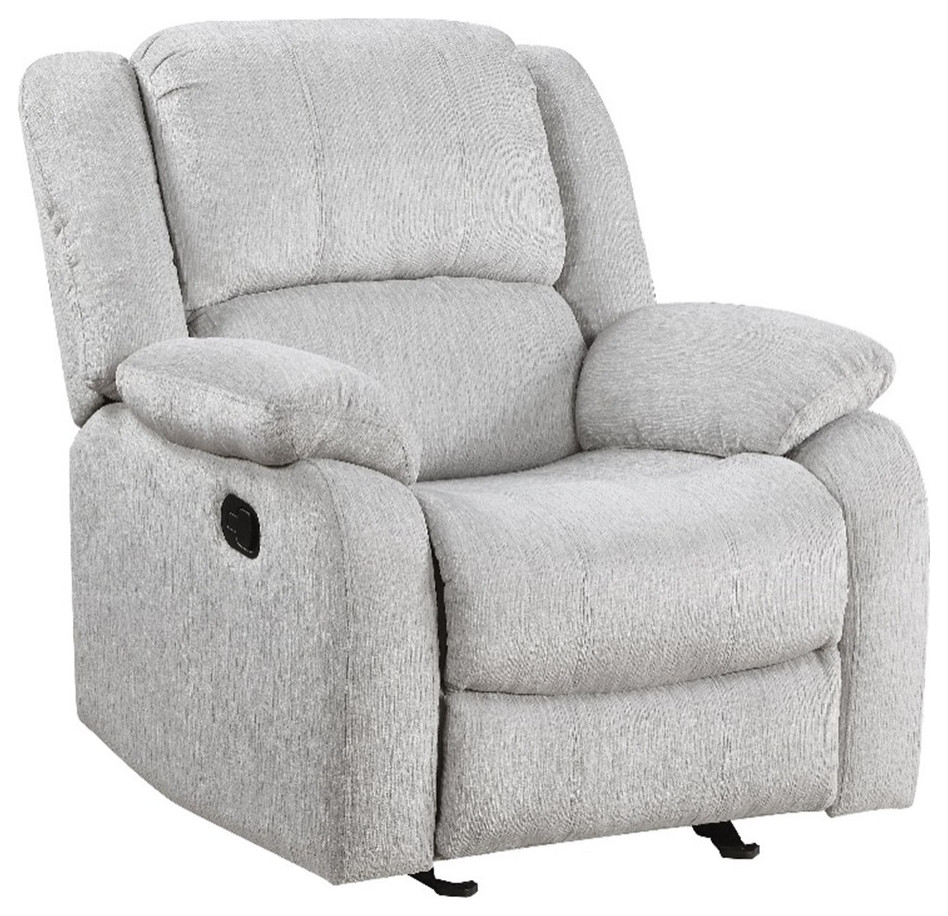 Pemberly Row Upholstered Glider Manual Recliner Chair in Gray ...