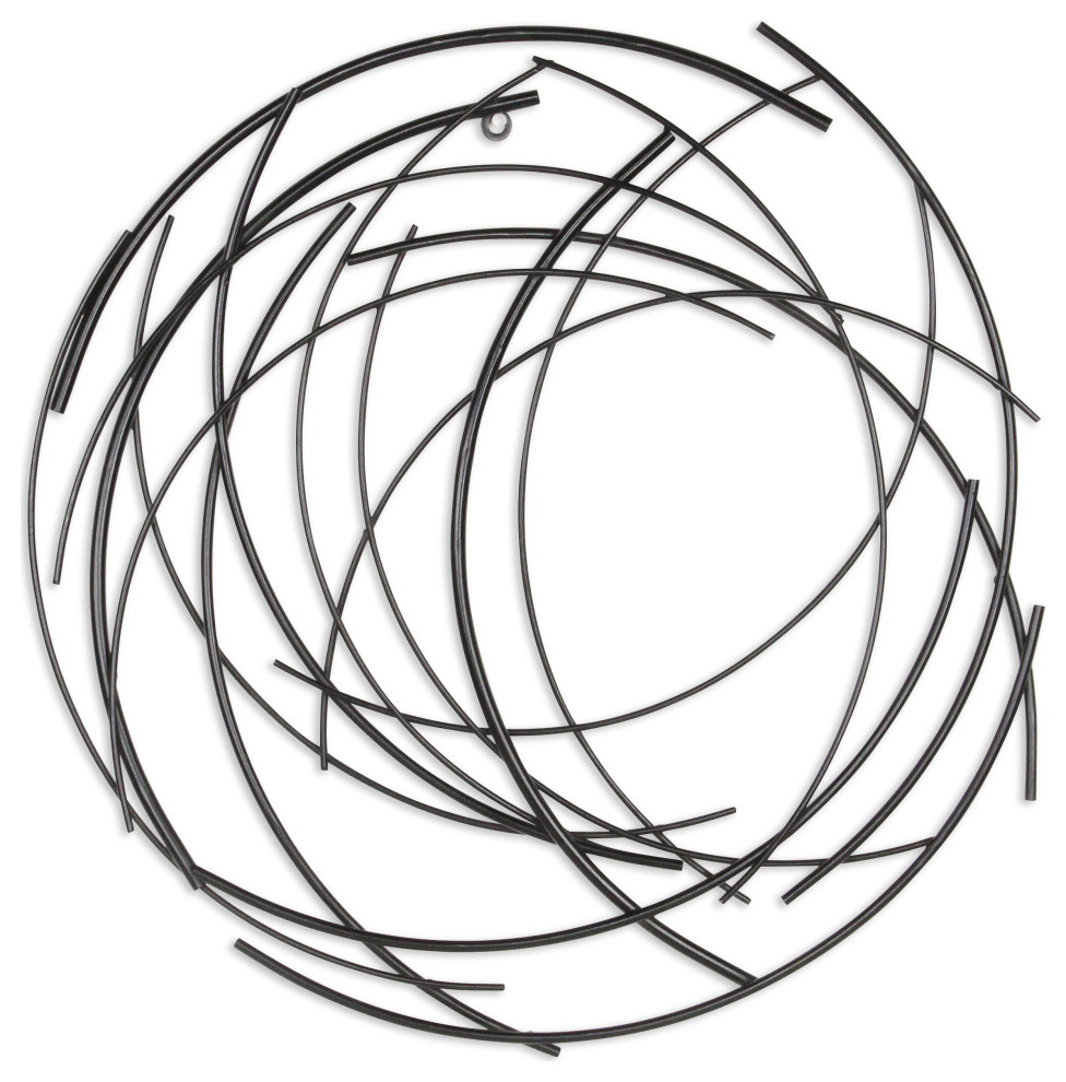 Denine Black Abstract Round Wall Art - Contemporary - Metal Wall Art - by Cheungs | Houzz