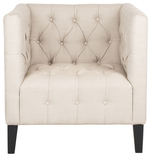 Lenna Tufted Club Chair, Beige - Transitional - Armchairs And Accent ...