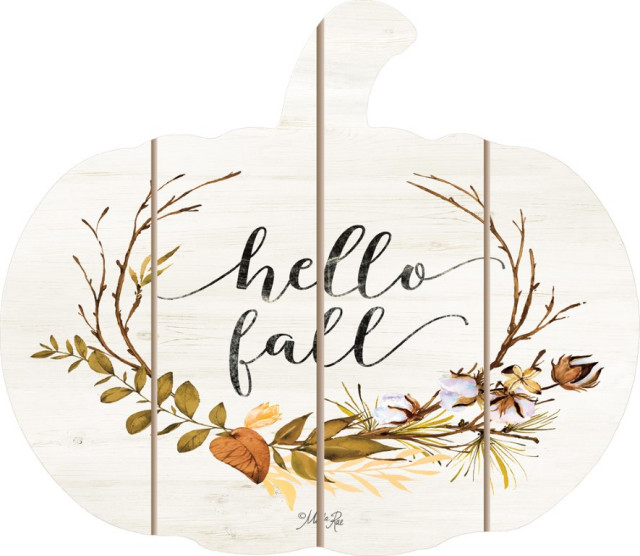 Hello Fall Pumpkin Cut-Out Pallet Art - Contemporary - Prints And ...