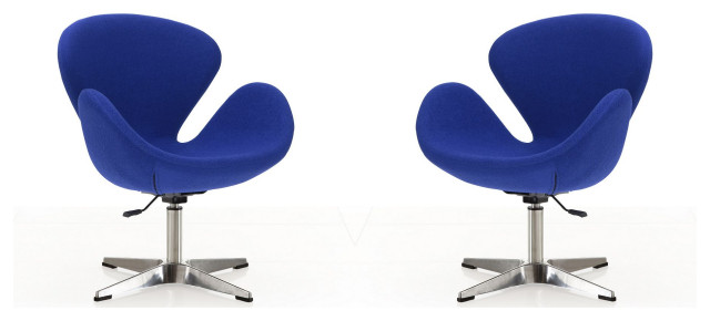 Raspberry Adjustable Swivel Chair, Blue and Polished Chrome, Set of 2 ...