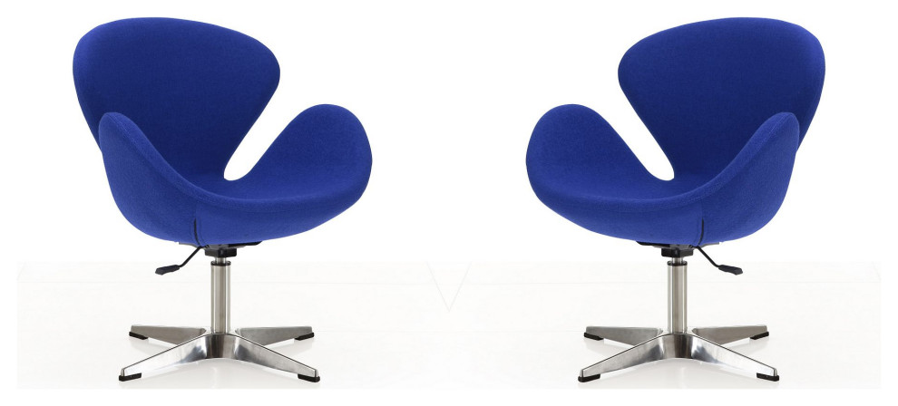 Raspberry Adjustable Swivel Chair, Blue and Polished Chrome, Set of 2 ...