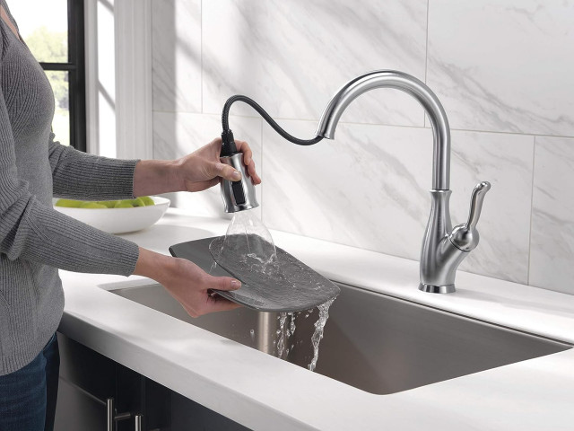 Modern Kitchen Faucet, High Arched Design & Pull Down Sprayer ...