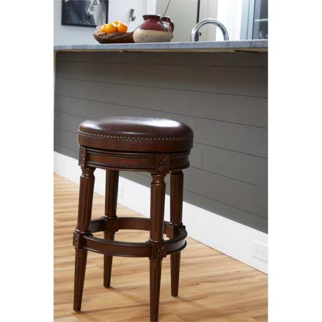 New Ridge Home Goods Chapman 31" Backless Wood Bar Height Stool in ...