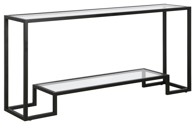 Modern Console Table, Blackened Bronze Metal Frame With Lower Shelf ...