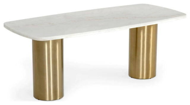 Corbin Glam White Marble and Brush Gold Dining Table - Contemporary ...