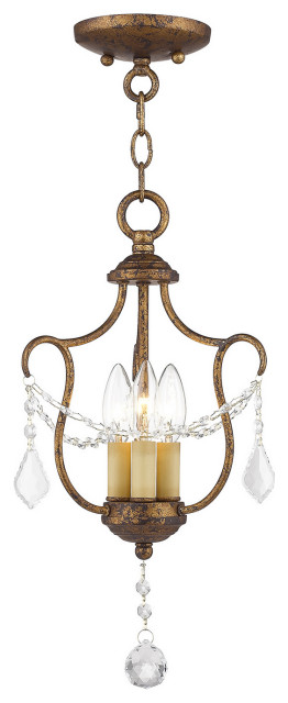 Chesterfield Convertible Chain-Hang and Ceiling Mount, Antique Brass ...