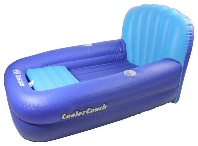 54" Inflatable Blue Swimming Pool Lounger With Ice Cooler - Modern ...