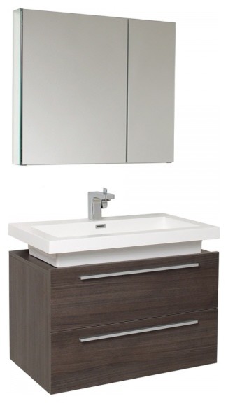 Fresca Medio 32" Gray Oak Modern Bathroom Vanity With Medicine Cabinet ...