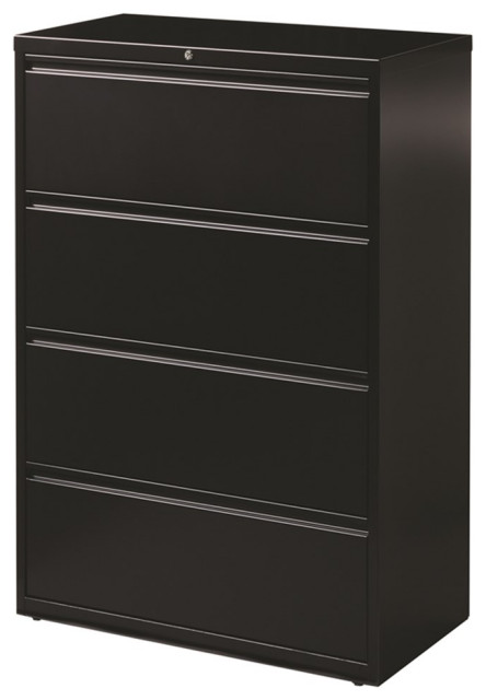 Pemberly Row Metal 4 Drawer Lateral File Cabinet w/ File Folders in ...