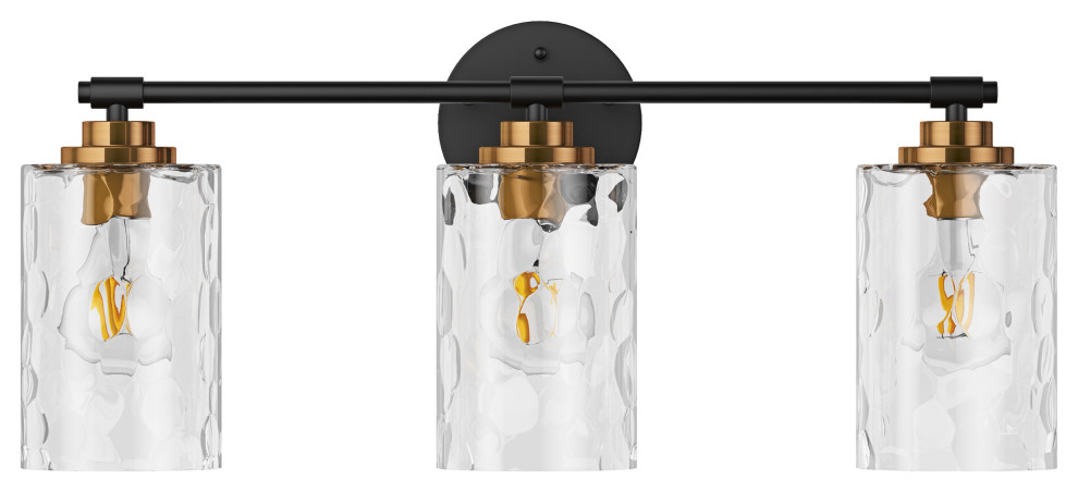Modern 3-Light Water Ripple Glass Shades Vanity Light for Bathroom ...