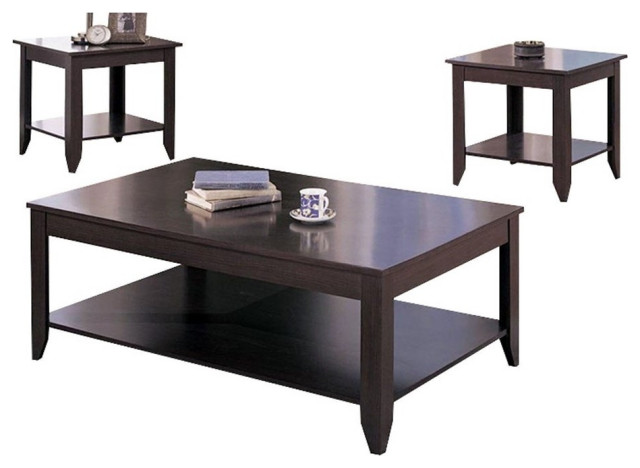 Coaster Brooks 3-Piece Wood Coffee Table Set with Lower Shelf ...