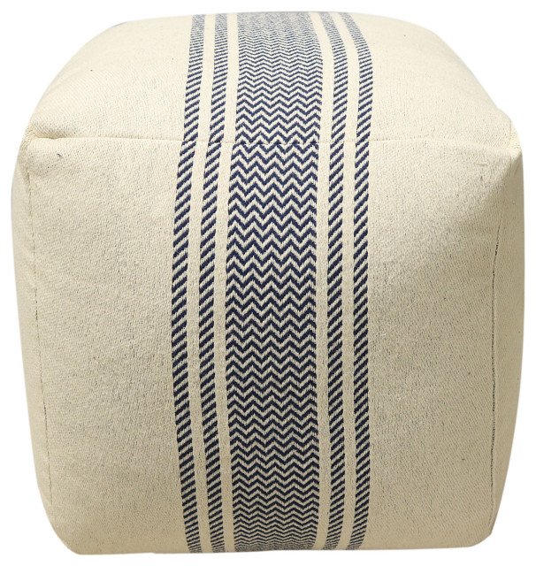 Blue Machine Woven Lupton Pouf, 18" Cube, 18" Cube - Transitional - Floor Pillows And Poufs - by ...