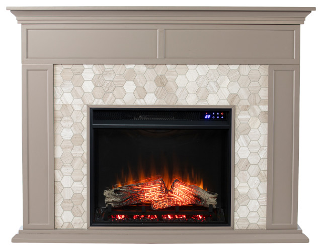 Torron Marble Tiled Touch Screen Electric Fireplace - Traditional ...