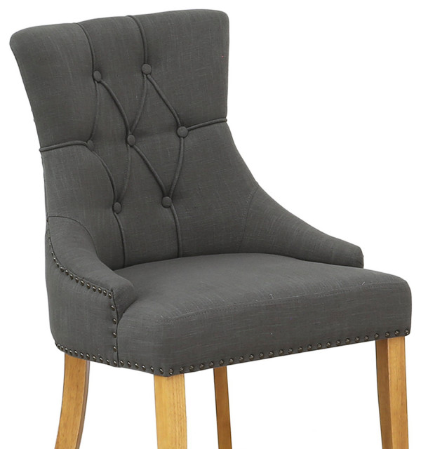 Friona Parson Chair With Oak Leg And Linen Fabric Dark Gotham Grey Set ...