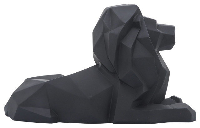 Resin 13" Laying Lion, Black - Contemporary - Decorative Objects And ...