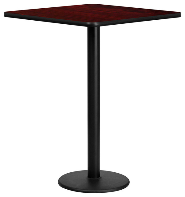 30" Square Mahogany Laminate Table Set, 30"W x 30"D x 42"H ...