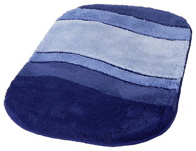 Sorrento Azure Blue Unique Oval Non Slip Washable Bathroom Rug, Siesta ...