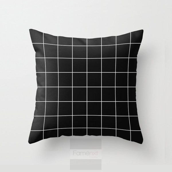 White Modern Geometric Grid Pillow Cover, 18"x18" - Rustic - Decorative ...