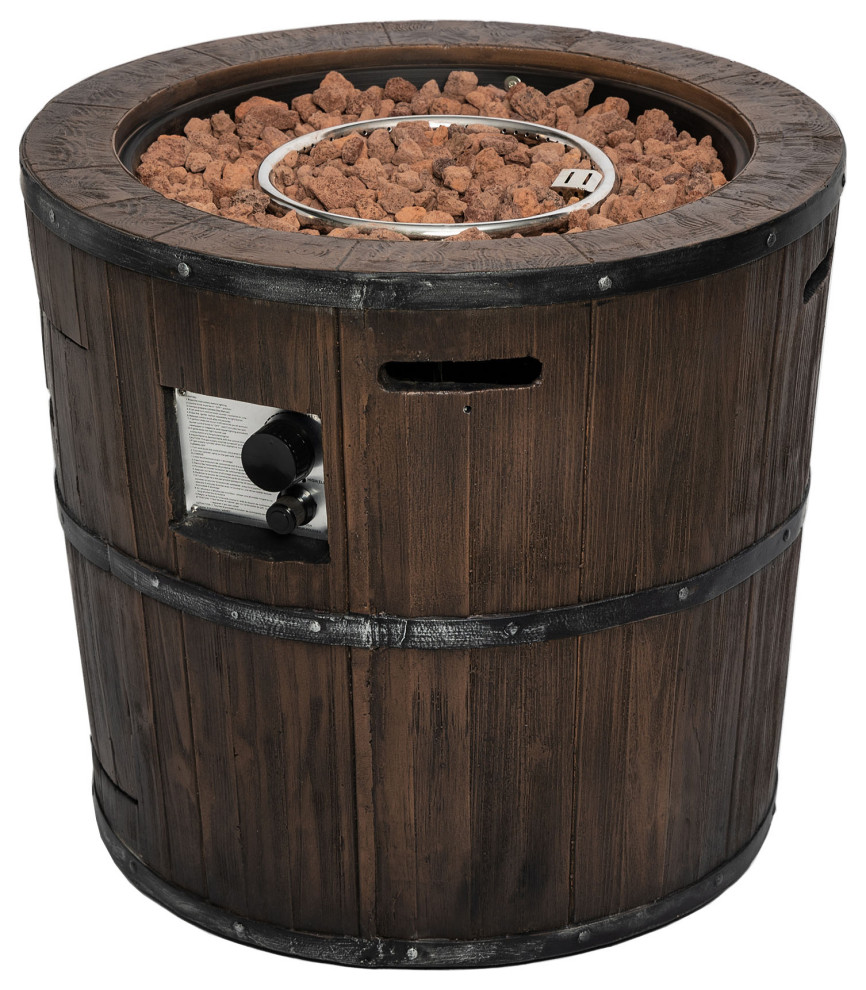 Round Concrete Outdoor Fire Pit with Gas Regulator - Rustic - Fire Pits ...