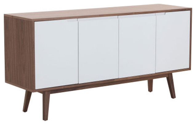 Walnut buffet table wood and stainless steel sideboard table console ...