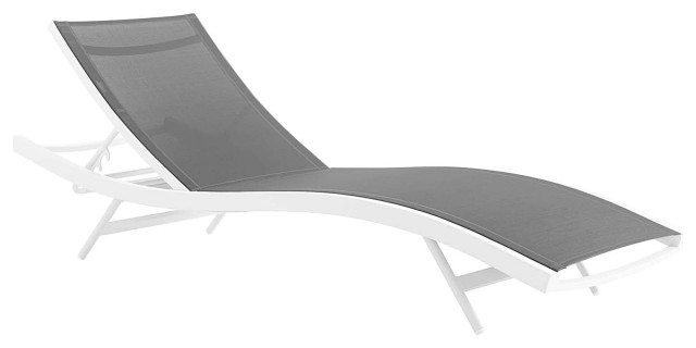 Modern Patio Chaise Lounge, Curved Aluminum Frame With Breathable Mesh ...